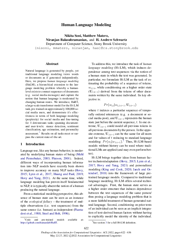 (PDF) Human Language Modeling