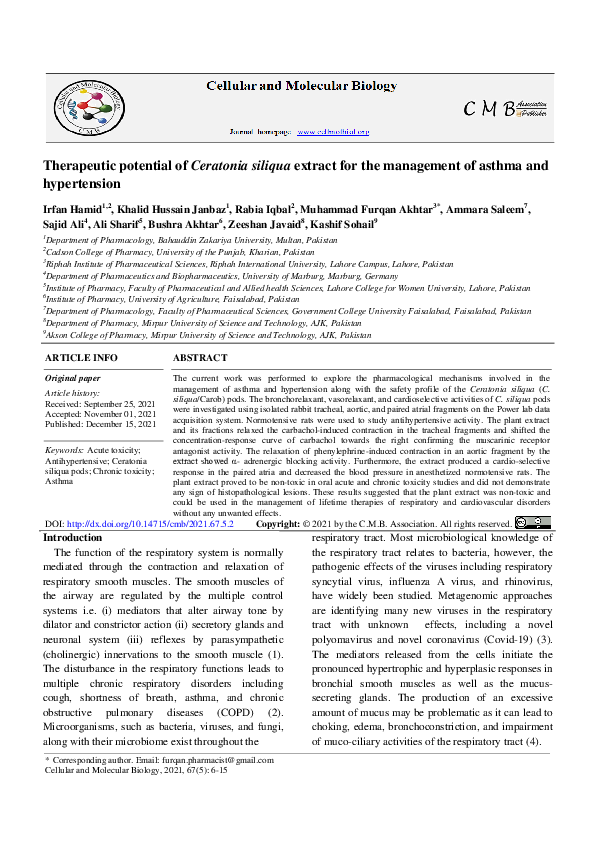 (PDF) Therapeutic potential of Ceratonia siliqua extract for the ...
