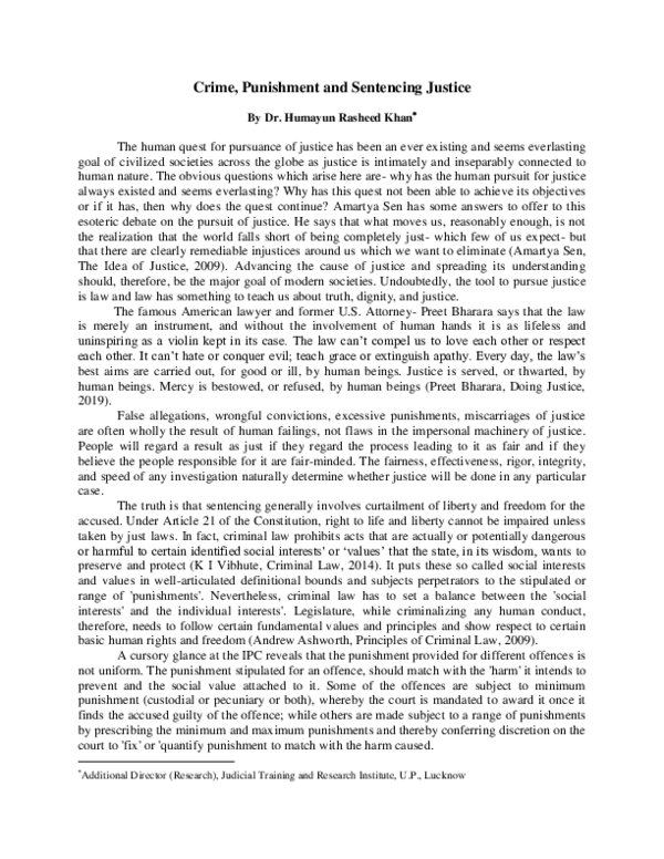 (PDF) Crime, Punishment and Sentencing Justice
