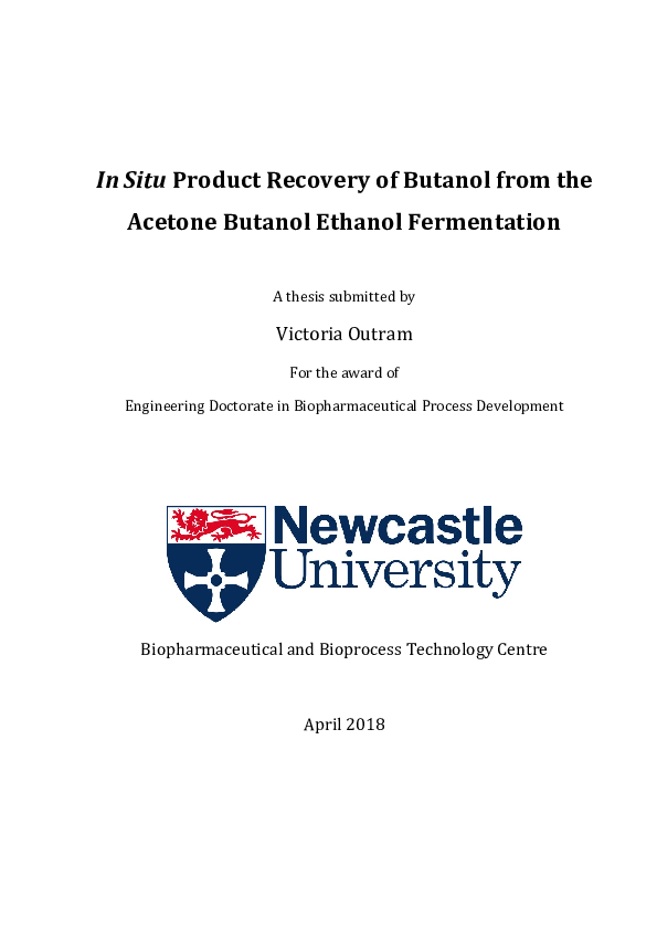 (PDF) In situ product recovery of butanol from the acetone butanol ...