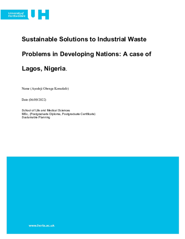 (DOC) Sustainable Solutions to Industrial Waste Problems in Developing ...