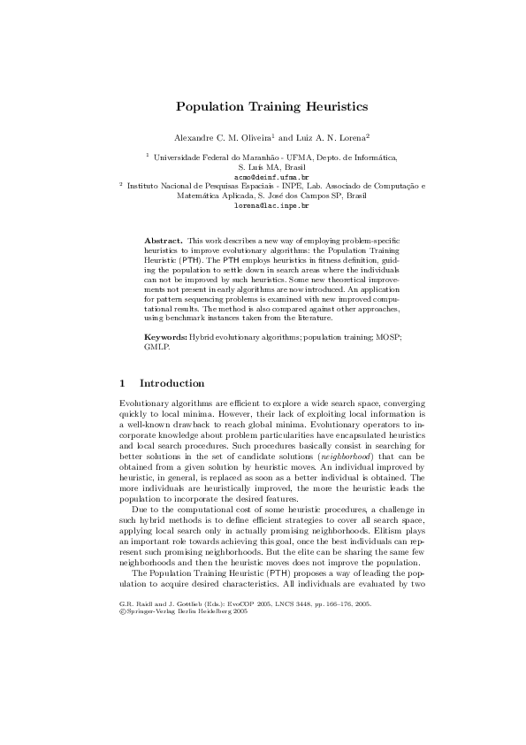 (PDF) Population Training Heuristics