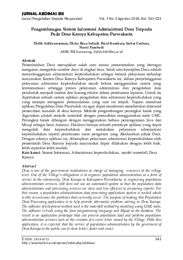 (PDF) Pengembangan Sistem Informasi Administrasi Desa Terpadu Pada Desa ...