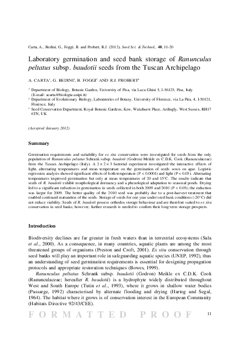(PDF) Laboratory germination and seed bank storage of Ranunculus ...