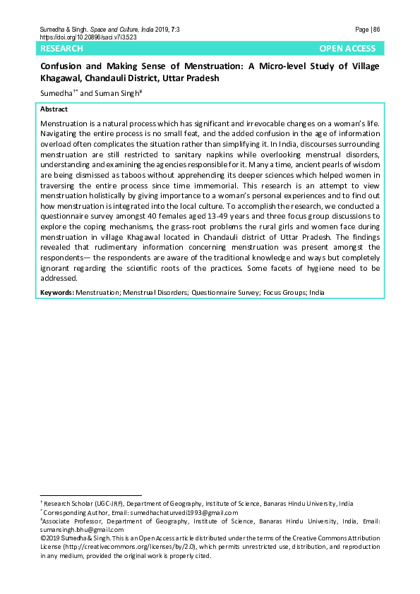 (PDF) Confusion and Making Sense of Menstruation: A Micro-level Study ...