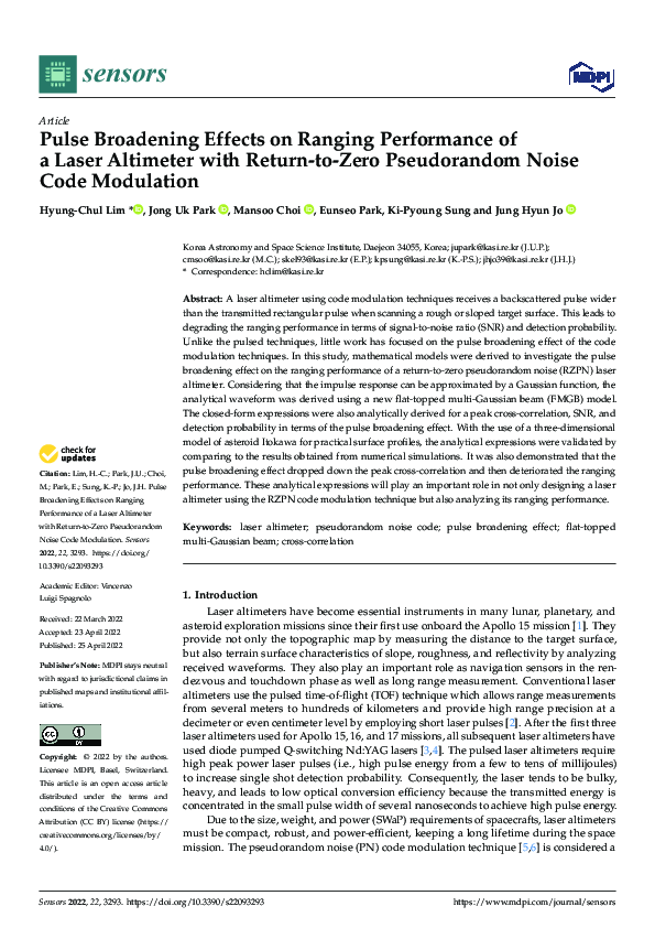 (PDF) Pulse Broadening Effects on Ranging Performance of a Laser Altimeter with Return-to-Zero ...