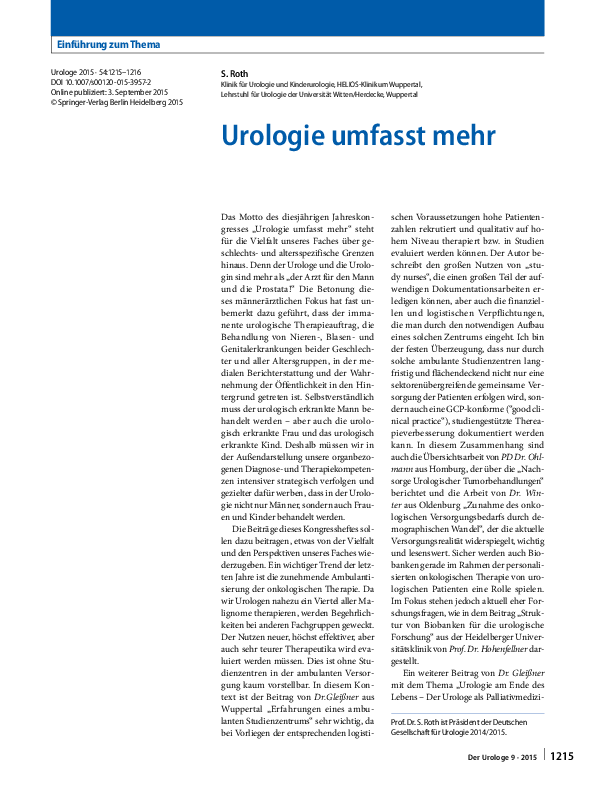 (PDF) Urologie umfasst mehr