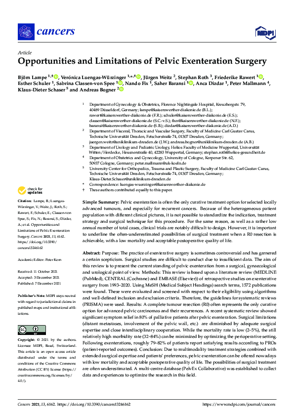 (PDF) Opportunities and Limitations of Pelvic Exenteration Surgery