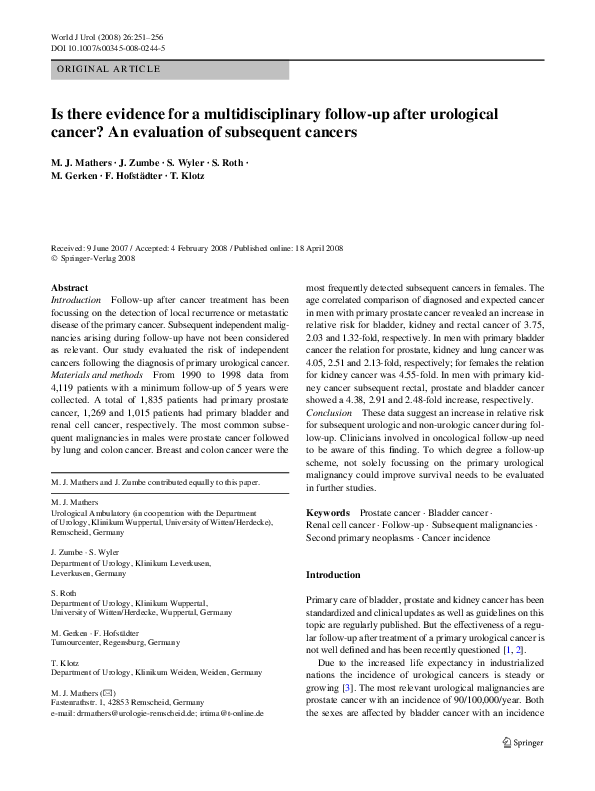 (PDF) Is there evidence for a multidisciplinary follow-up after ...