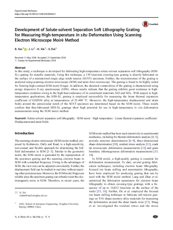 (PDF) Development of Solute-solvent Separation Soft Lithography Grating ...