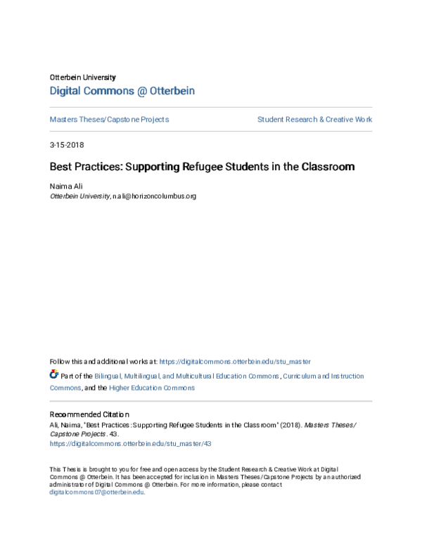 (PDF) Best Practices: Supporting Refugee Students in the Classroom