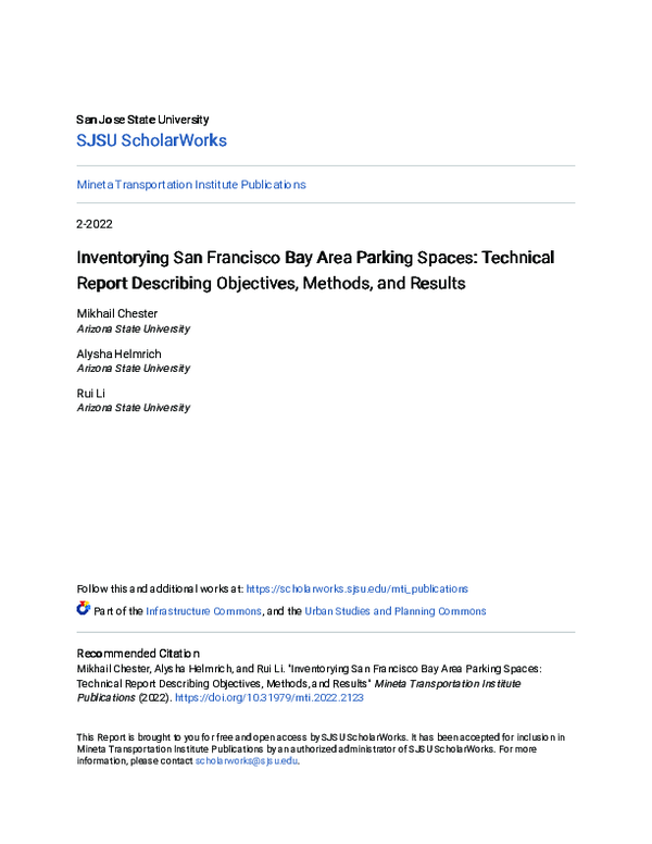 (PDF) Inventorying San Francisco Bay Area Parking Spaces: Technical ...