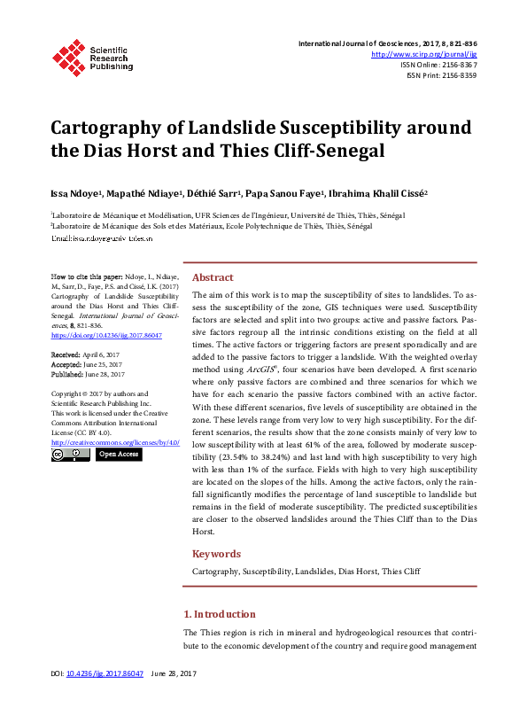 (PDF) Cartography of Landslide Susceptibility around the Dias Horst and ...
