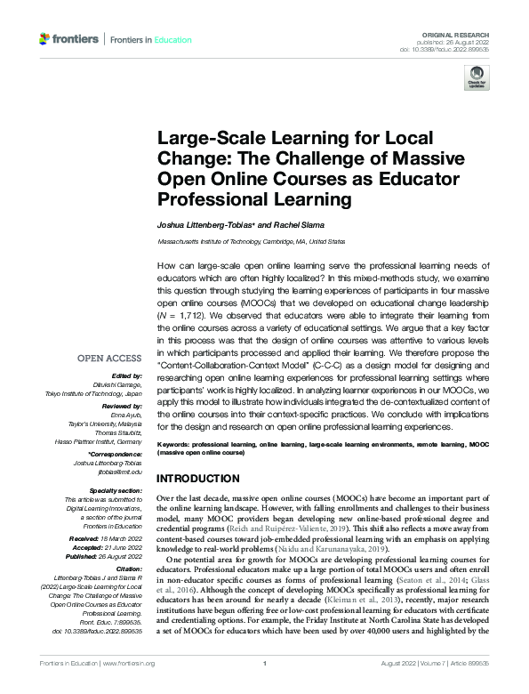 (PDF) Large-Scale Learning for Local Change: The Challenge of Massive ...