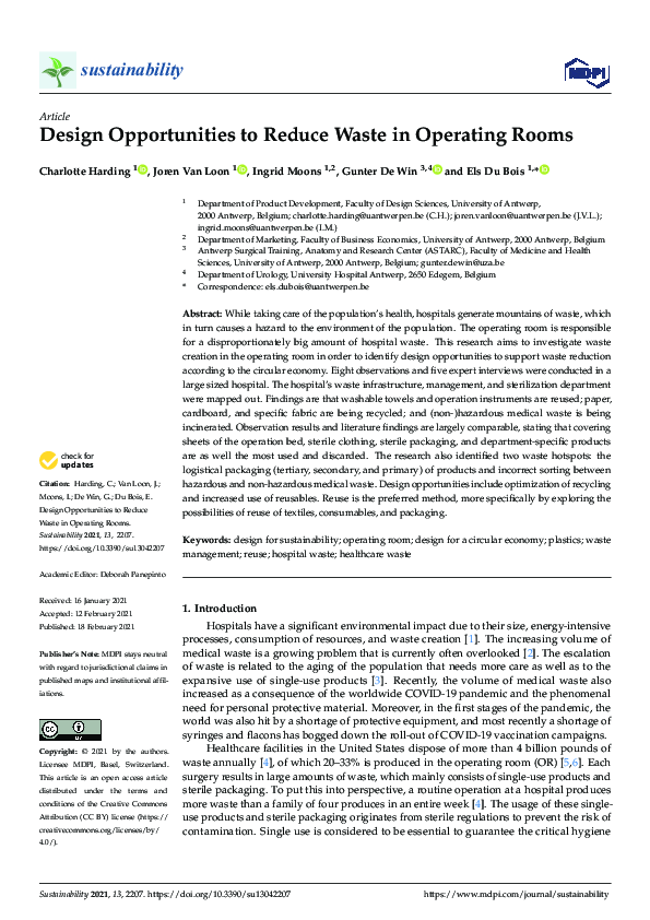 (PDF) Design Opportunities to Reduce Waste in Operating Rooms
