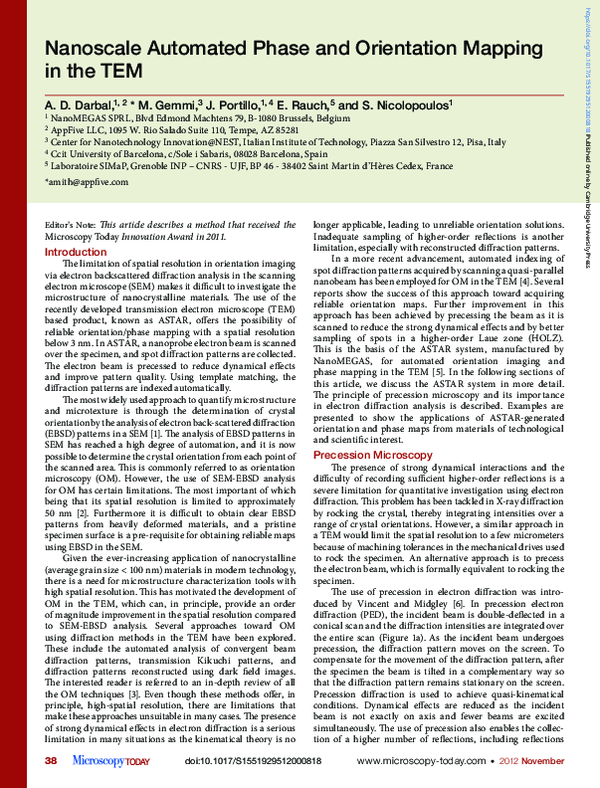 (PDF) Nanoscale Automated Phase and Orientation Mapping in the TEM