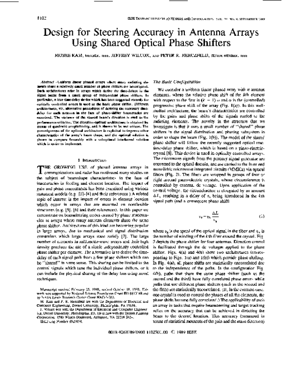 (PDF) Design for steering accuracy in antenna arrays using shared optical phase shifters ...