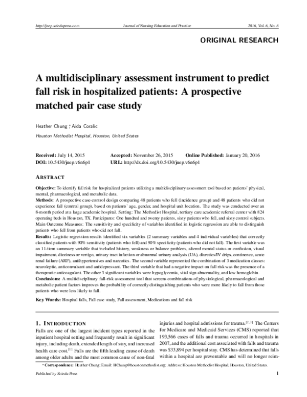 (PDF) A multidisciplinary assessment instrument to predict fall risk in ...