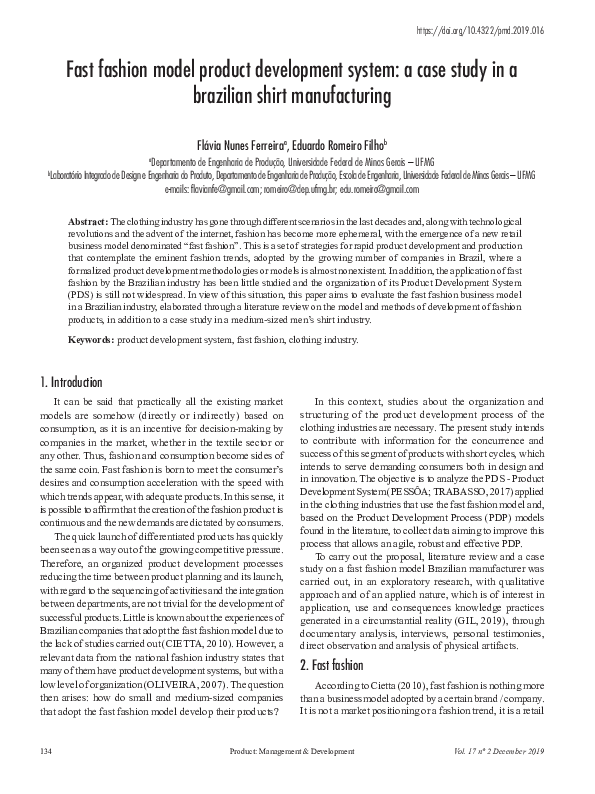 (PDF) Fast fashion model product development system: a case study in a ...