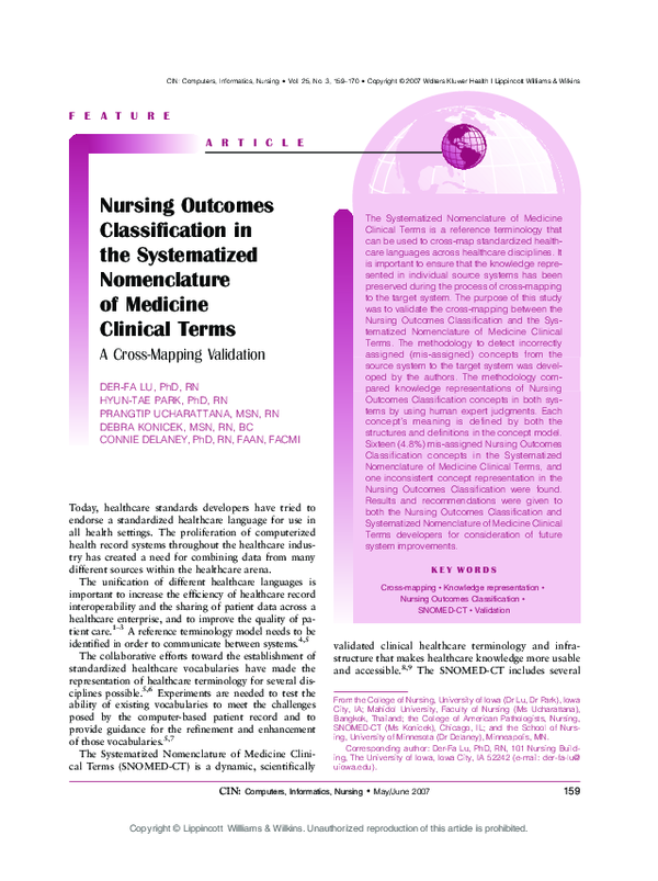 (PDF) Nursing Outcomes Classification in the Systematized Nomenclature ...