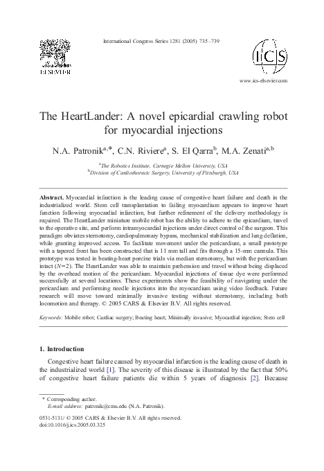 (PDF) The HeartLander: A novel epicardial crawling robot for myocardial ...
