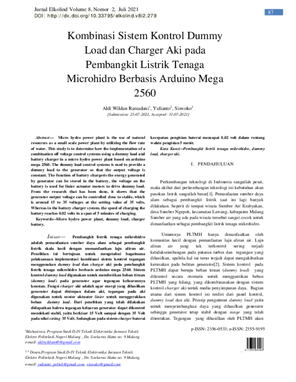 (PDF) Kombinasi Sistem Kontrol Dummy Load dan Charger Aki pada Pembangkit Listrik Tenaga ...
