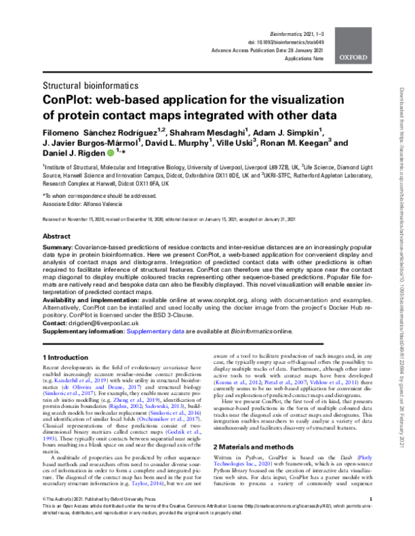 (PDF) ConPlot: web-based application for the visualization of protein contact maps integrated ...