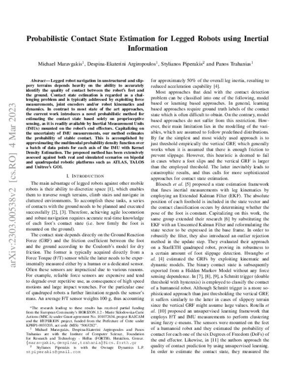 (PDF) Probabilistic Contact State Estimation for Legged Robots using Inertial Information