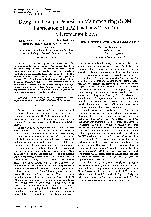(PDF) Design and Shape Deposition Manufacturing (SDM) Fabrication of a ...