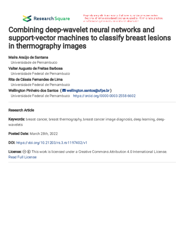 Pdf Combining Deep Wavelet Neural Networks And Support Vector Machines To Classify Breast
