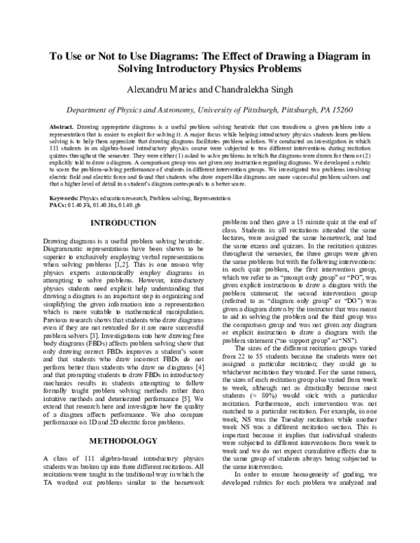 (PDF) To use or not to use diagrams: The effect of drawing a diagram in ...