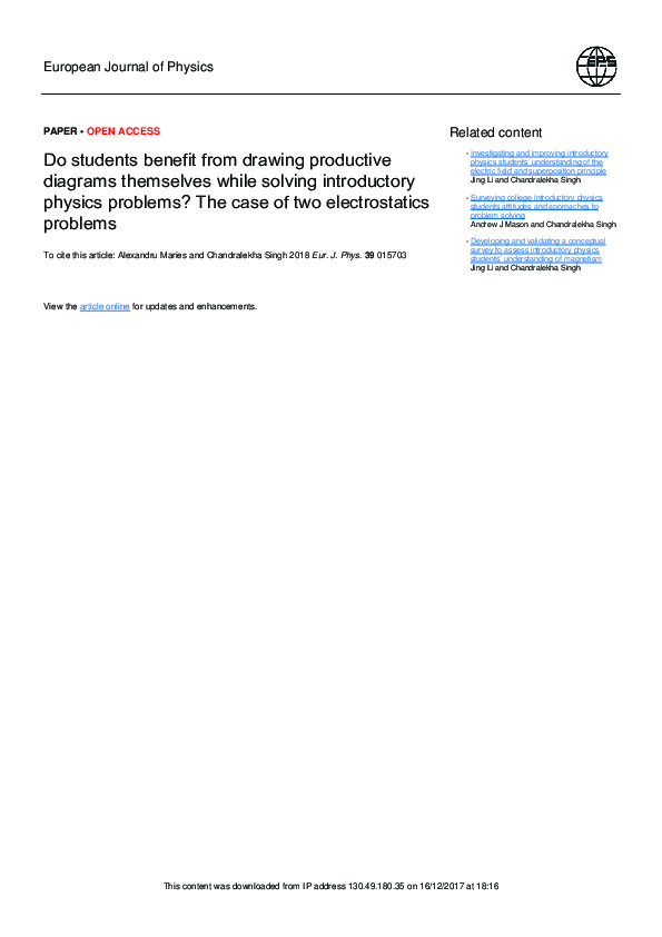 (PDF) Do students benefit from drawing productive diagrams themselves ...