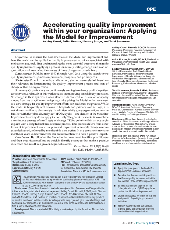 (PDF) Accelerating quality improvement within your organization ...