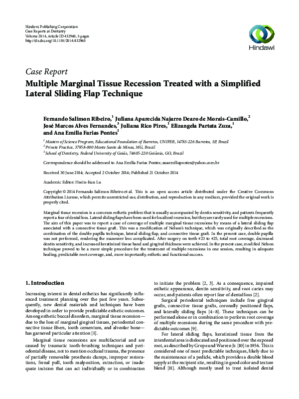 (PDF) Multiple Marginal Tissue Recession Treated with a Simplified ...