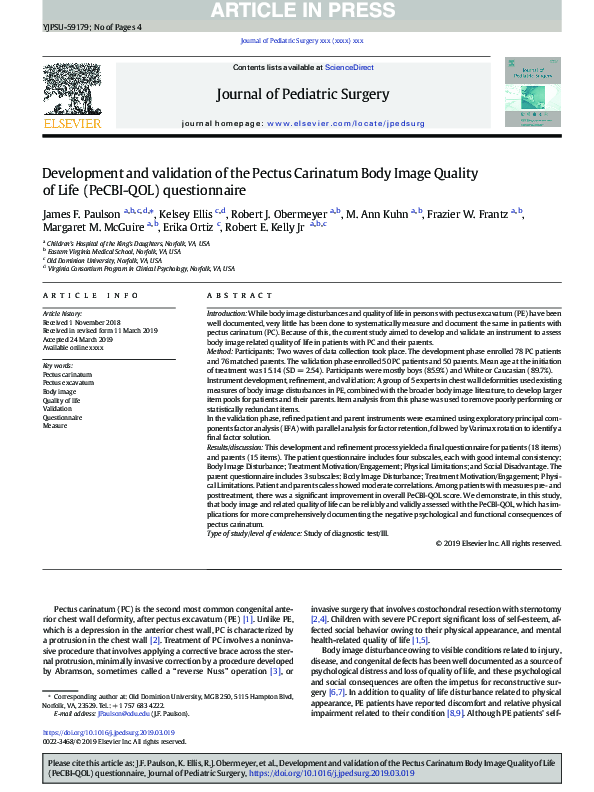 (PDF) Development and validation of the Pectus Carinatum Body Image ...