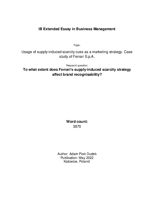 (PDF) Extended Essay in Business Management FINAL