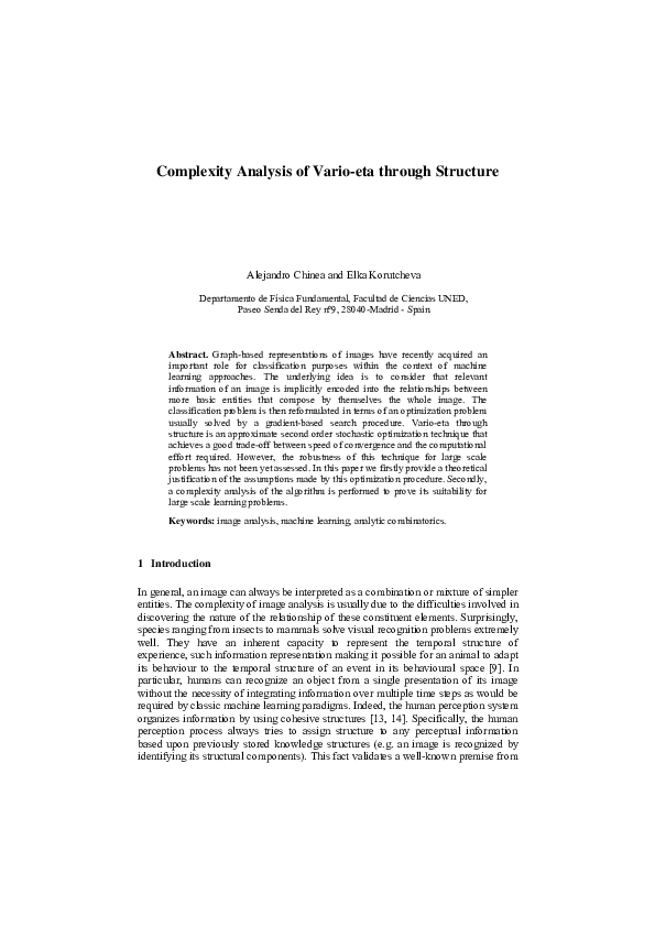 (PDF) Complexity Analysis of Vario-eta through Structure