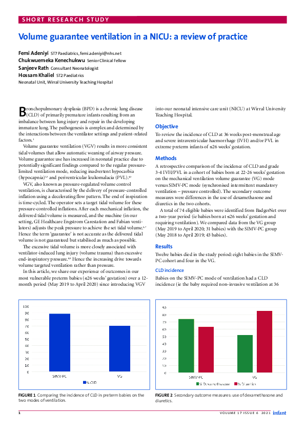 (PDF) Volume guarantee ventilation in a NICU: a review of practice