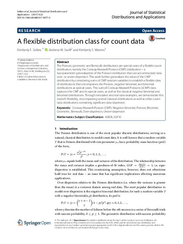 (PDF) A flexible distribution class for count data