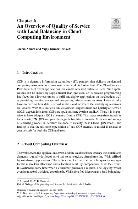 (PDF) An Overview of Quality of Service with Load Balancing in Cloud Computing Environment