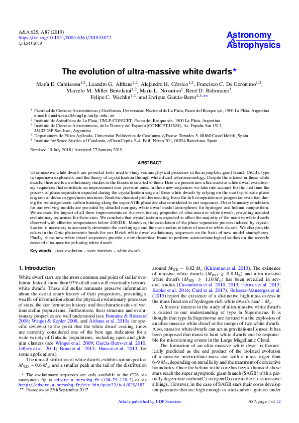 (PDF) The evolution of ultra-massive white dwarfs