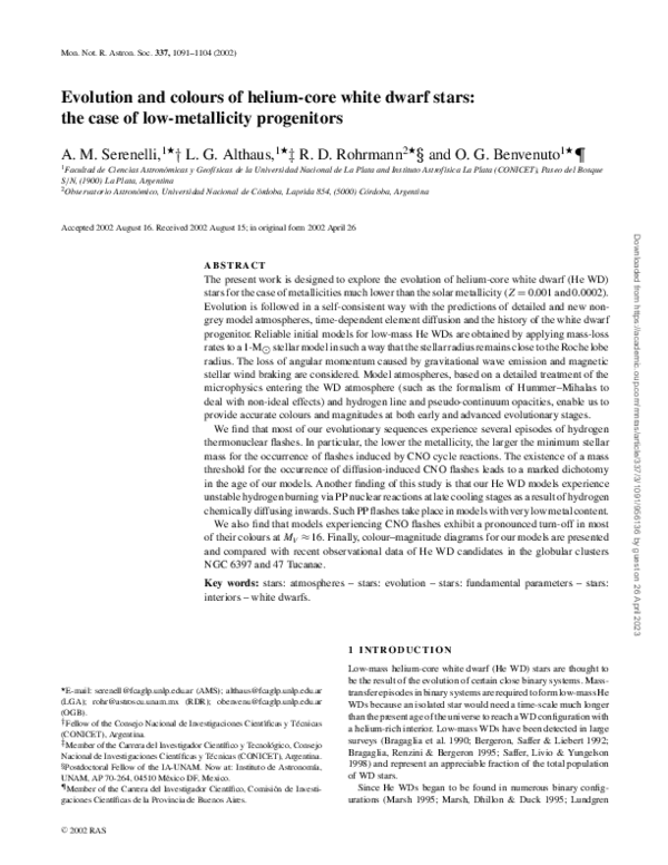 (PDF) Evolution and colours of helium-core white dwarf stars: the case ...