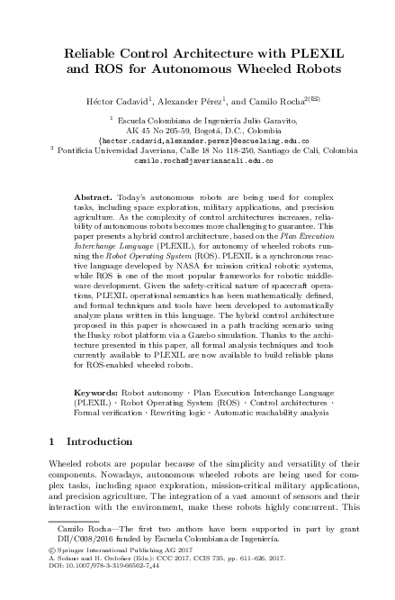 (PDF) Hybrid Control for ROS Wheeled Robots Using PLEXIL