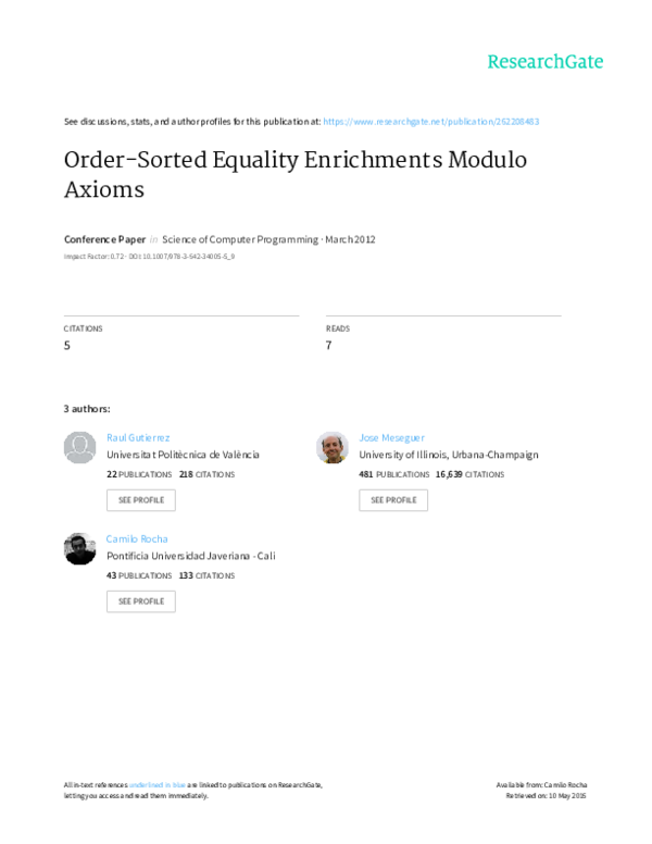 (PDF) Order-Sorted Equality Enrichments Modulo