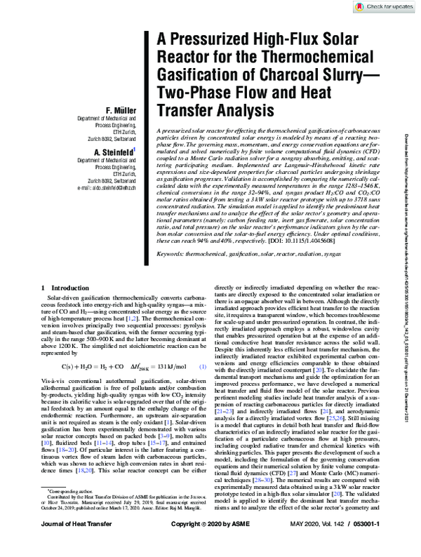 (PDF) A Pressurized High-Flux Solar Reactor for the Thermochemical ...