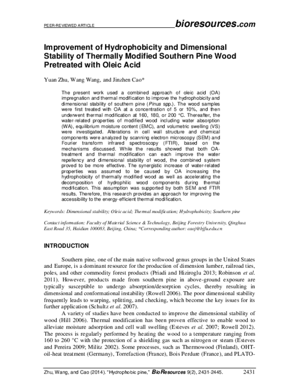 (PDF) Improvement of Hydrophobicity and Dimensional Stability of ...