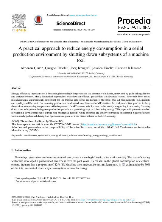 (PDF) A practical approach to reduce energy consumption in a serial ...