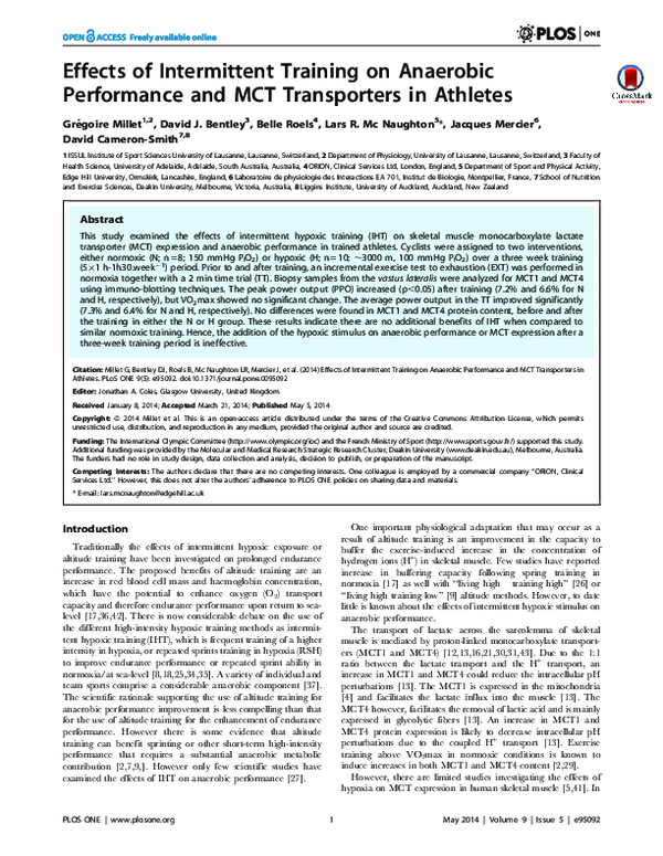 (PDF) Effects of Intermittent Training on Anaerobic Performance and MCT ...