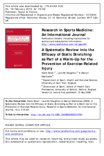 (PDF) A Systematic Review into the Efficacy of Static Stretching as ...
