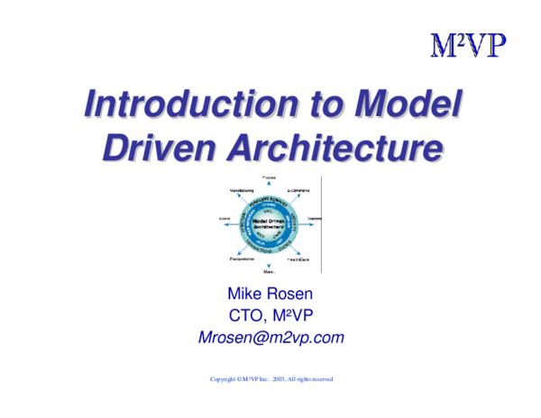 (PDF) Introduction to Model Driven Architecture